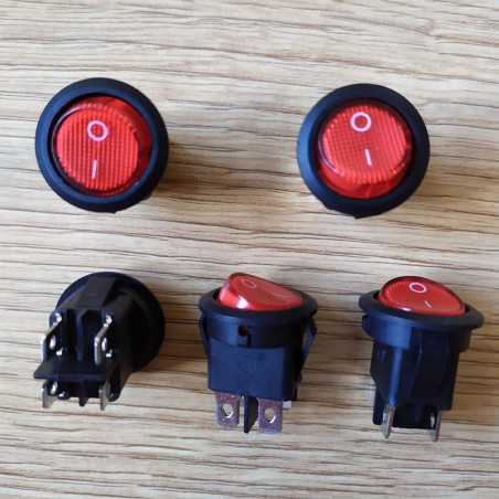 Round Rocker Switch 20MM 4 Pin ON/OFF 6A Amps 250VAC DPST Latching 220V ...