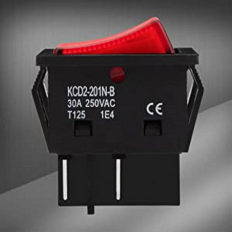 30A 250V Heavy Duty KCD2 Rocker Switch ON Off DPST 4 Pin With Red ...