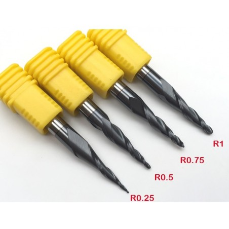 4mm Shank Tapered Ball Nose CED 20.5mm L 50mm HRC55 CNC Bit