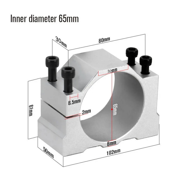 65mm Aluminum Spindle Clamp Motor Bracket with 4pcs Screw for CNC ...
