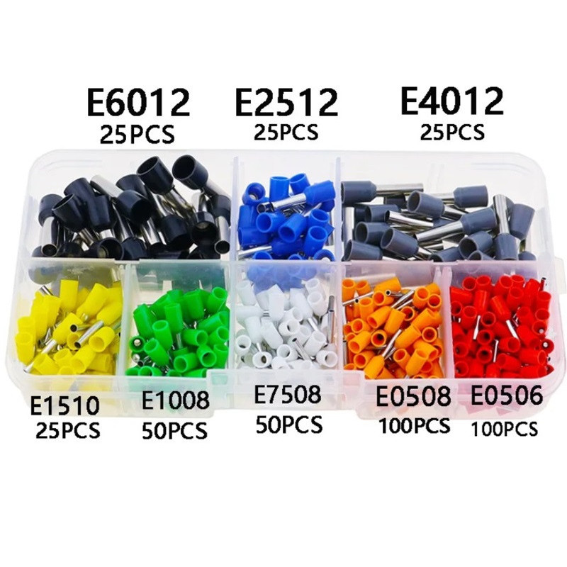 400pcs 8 Size 8 Color Wire Copper Crimp Connector Insulated Cord Pin ...