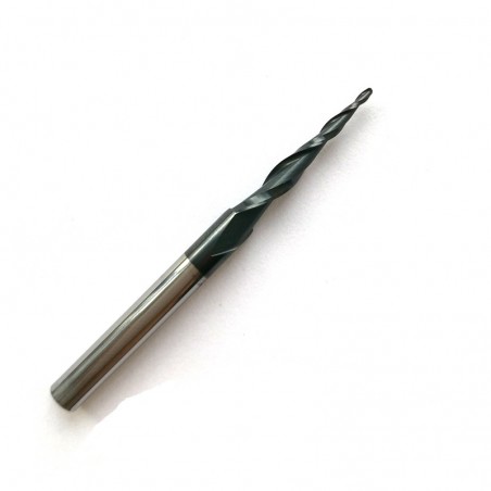 3.175mm Shank Tapered Ball Nose R0.25 - 1.0mm 38L HRC55 CNC router Bit